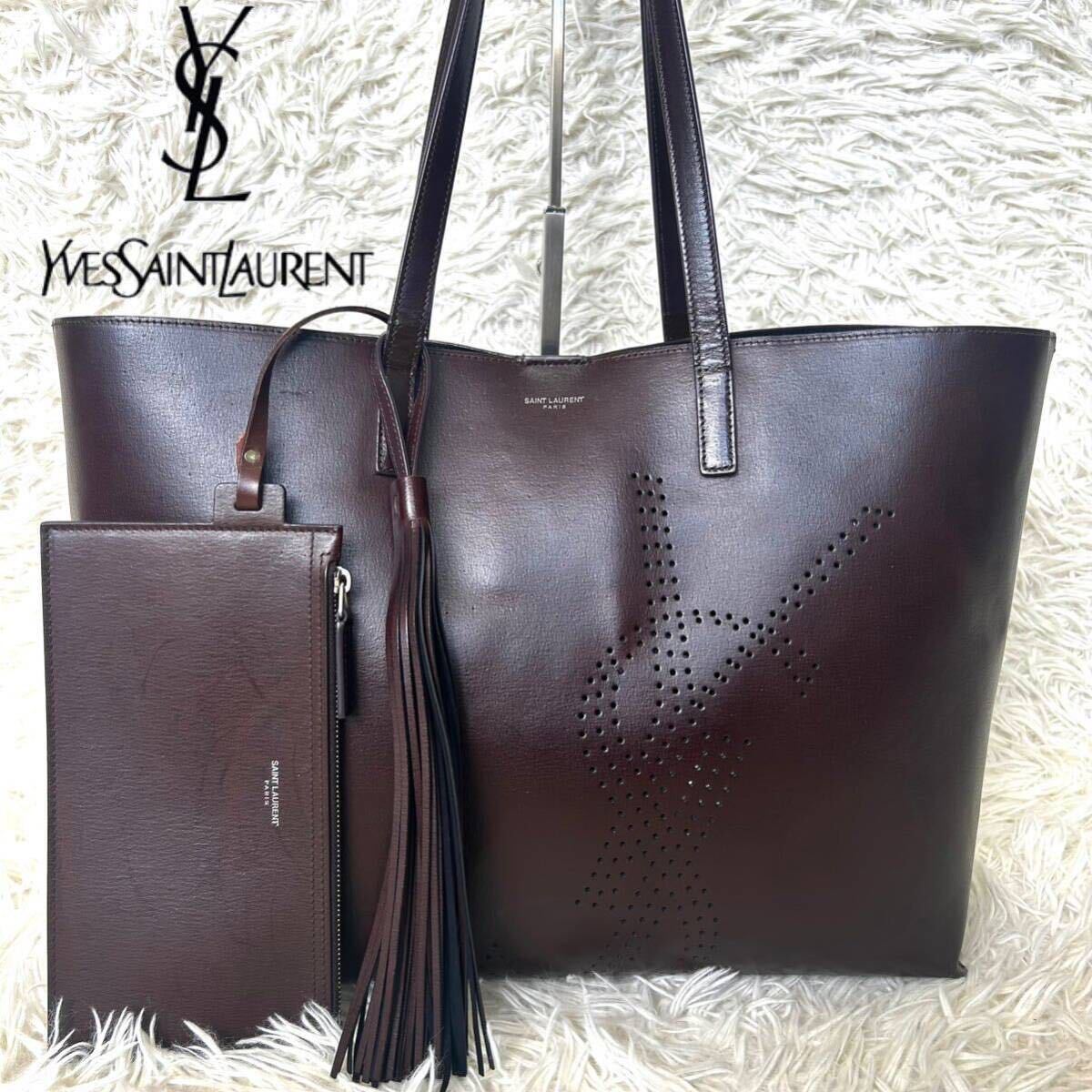 1円 サンローランパリ SAINT LAURENT PARIS トートバッグ トイ ショッピング レザー ポーチ タッセル パンチング ロゴ YSL A4 大容量 通勤(かばん、バッグ)｜売買 ...