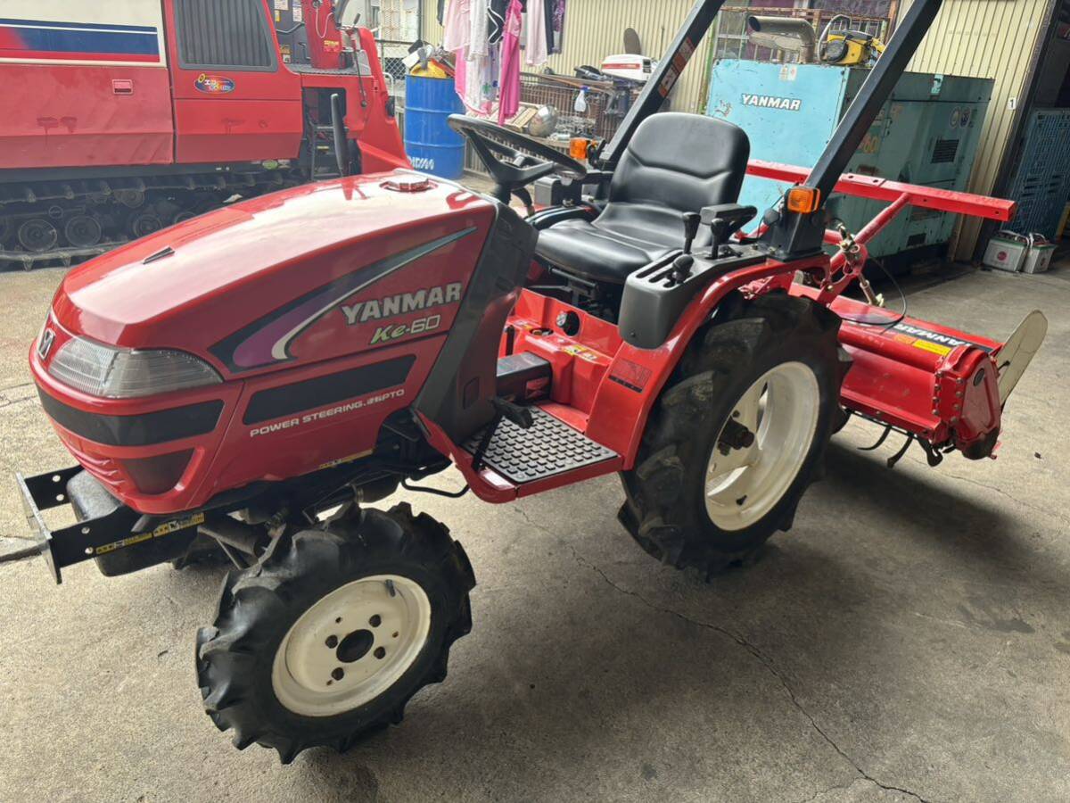 宮城県出品 極上 ディーゼル ヤンマーKe-60トラクター耕運機4WD 自動水平 ロータリー 逆転 PTO258時間 引き取り限定100キロ ...