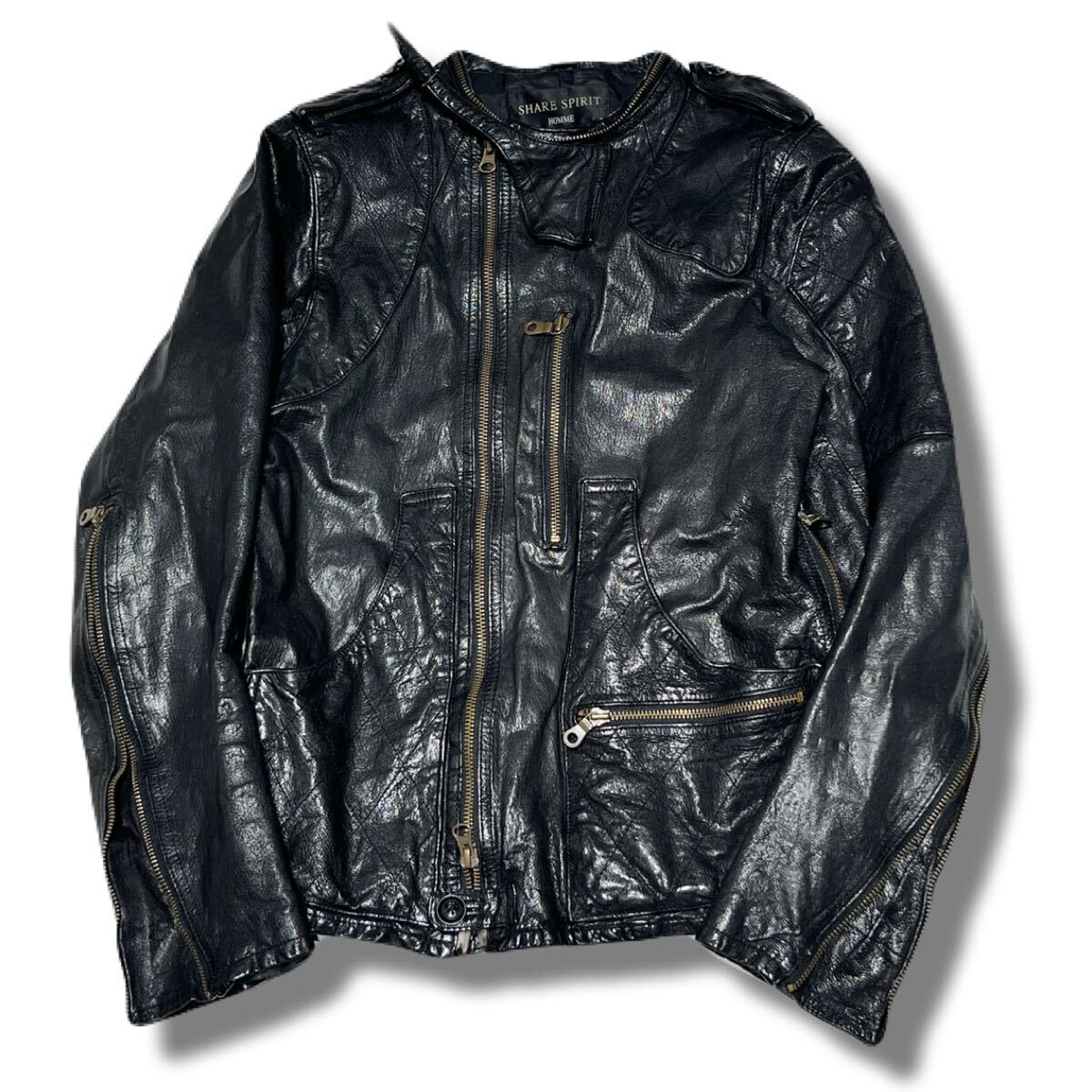 special SHARE SPIRIT HOMME goat leather gimmick jacket japanese label ...