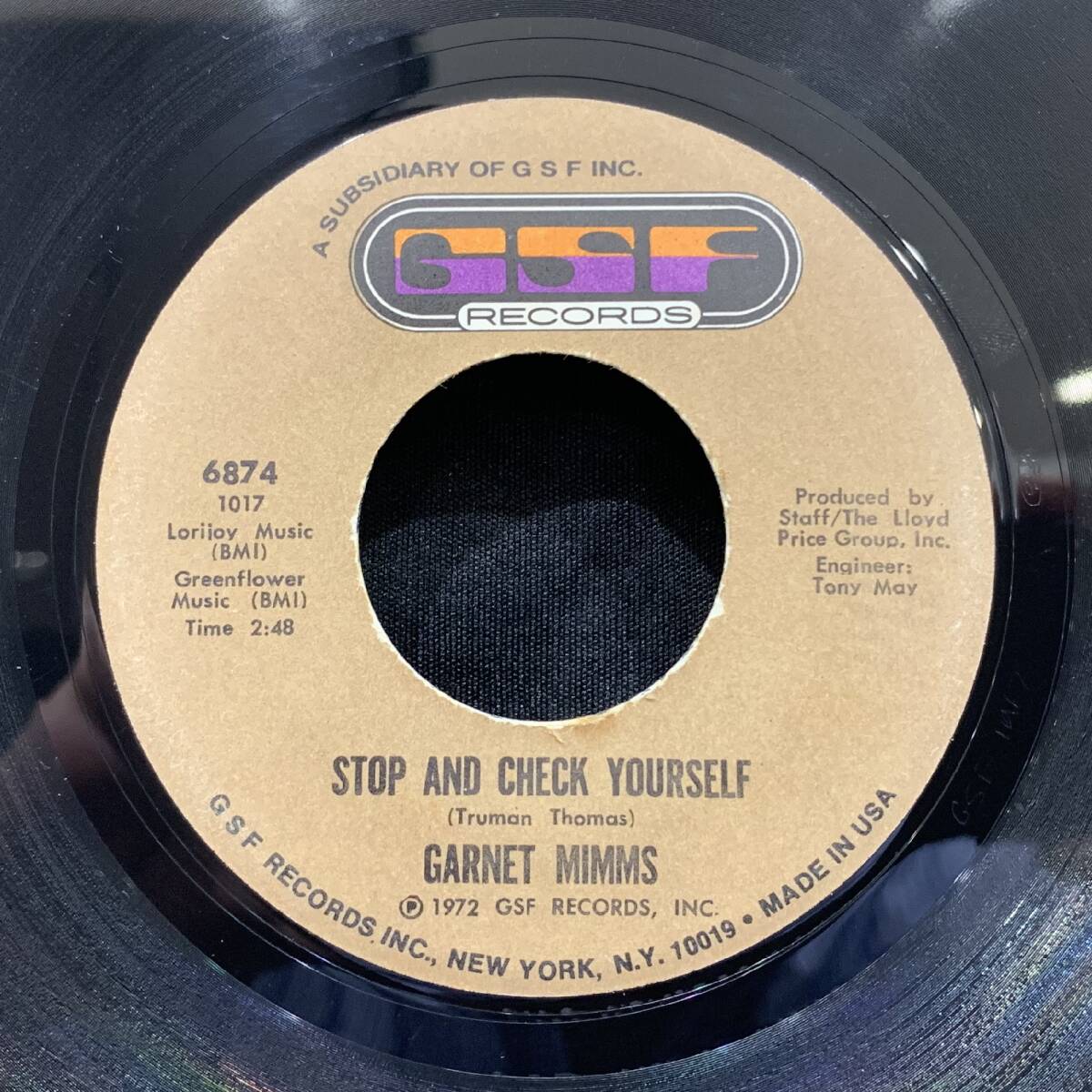 EP Garnet Mimms - Stop And Check Yourself / Another Place Another Time 1972年USオリジナル GSF Records ...
