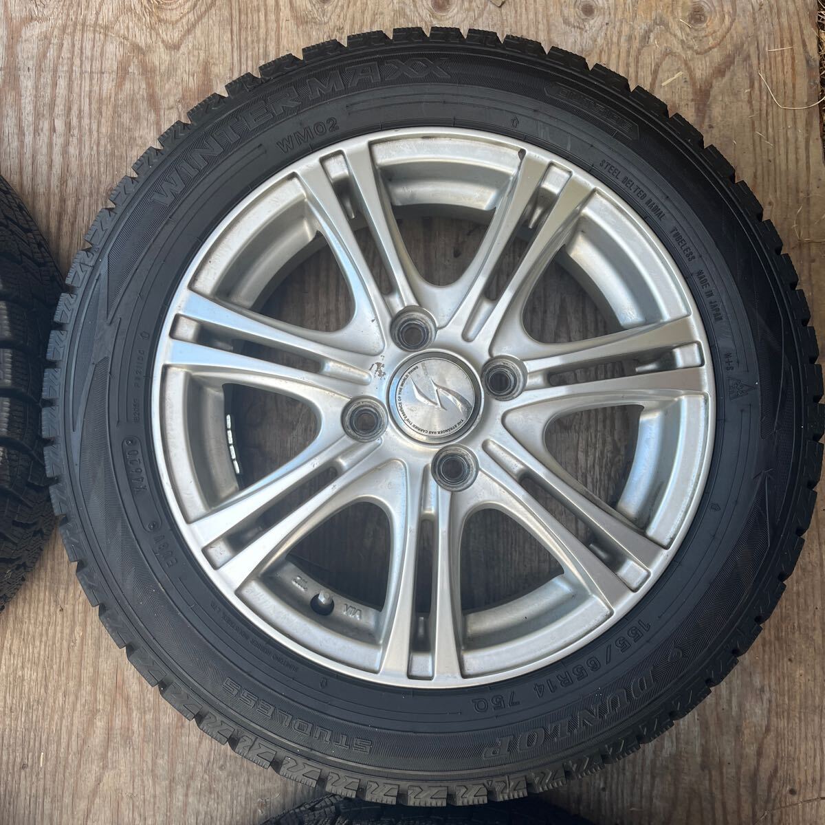 STRANGER 155/65R14 ET +45 4.5J 4穴 PCD 100 DUNLOP WINTERMAXX WM02 4本セット ...
