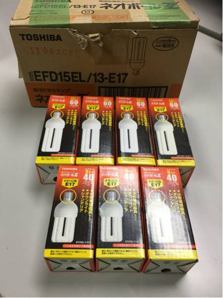 G-3846 東芝 ネオボールZ EFD10EL/9-E17 40ワット 3個 EFD15EL/13-E17 60ワット 4個 小さい口金 E17 7個セット(蛍光灯)｜売買されたオークション ...