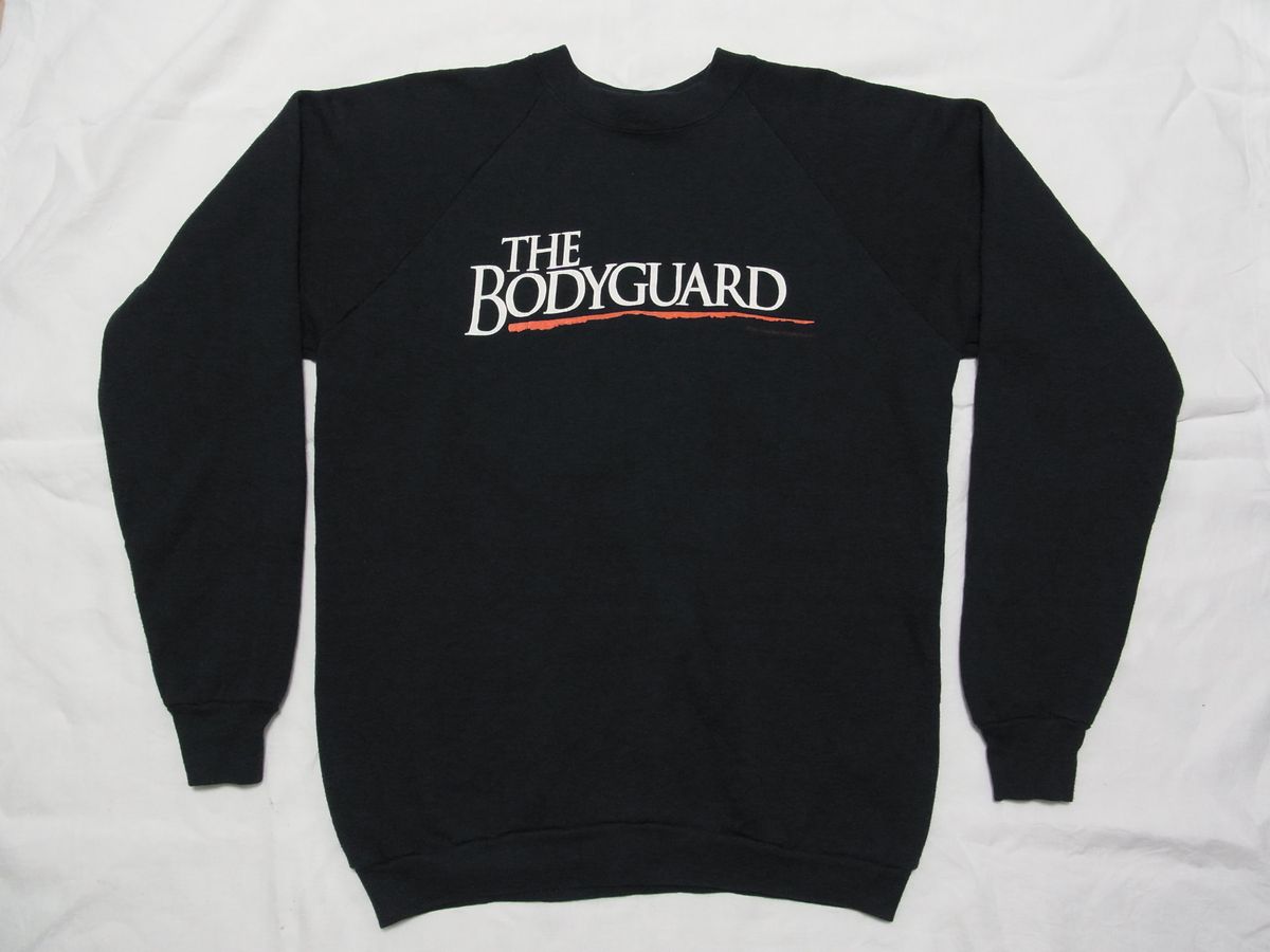 90s USA製 映画 THE BODYGUARD / ボディガード スウェット sizeXL 黒 古着 ケビン コスナー ホイットニー ...