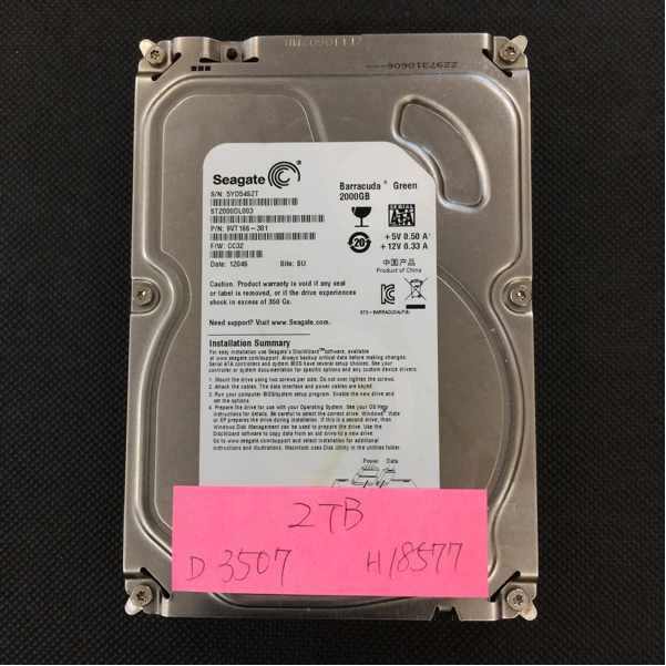 SATA Seagate ST2000DL003-9VT166 3.5インチHDD 2TB 正常品(2TB～)｜売買されたオークション情報 ...