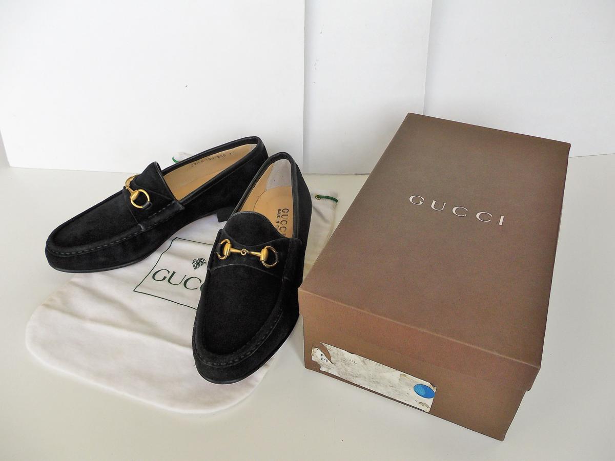 3004-49宮64047 グッチ スウェード ローファー 黒 GUCCI 37 1/2 C(女性用)｜売買されたオークション情報、yahooの商品情報をアーカイブ公開 - オークファン ...