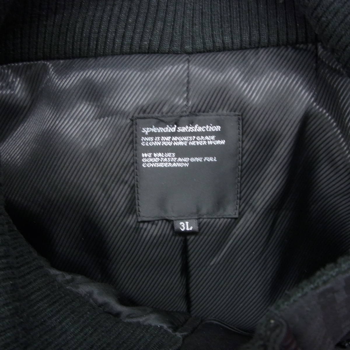 splendid satisfaction チェック柄 ミリタリー調 中綿 ジャケット コート 3L SIZE ブラック BIG KING TALL 大きいサイズ フード欠品(XLサイズ以上 ...