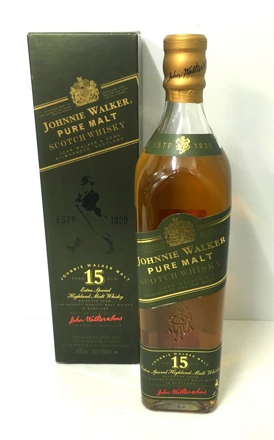 古酒 ジョニーウォーカー Jonnie Walker ピュアモルト スコッチウイスキー 15年 グリーンラベル金 700ml 2A731 ...