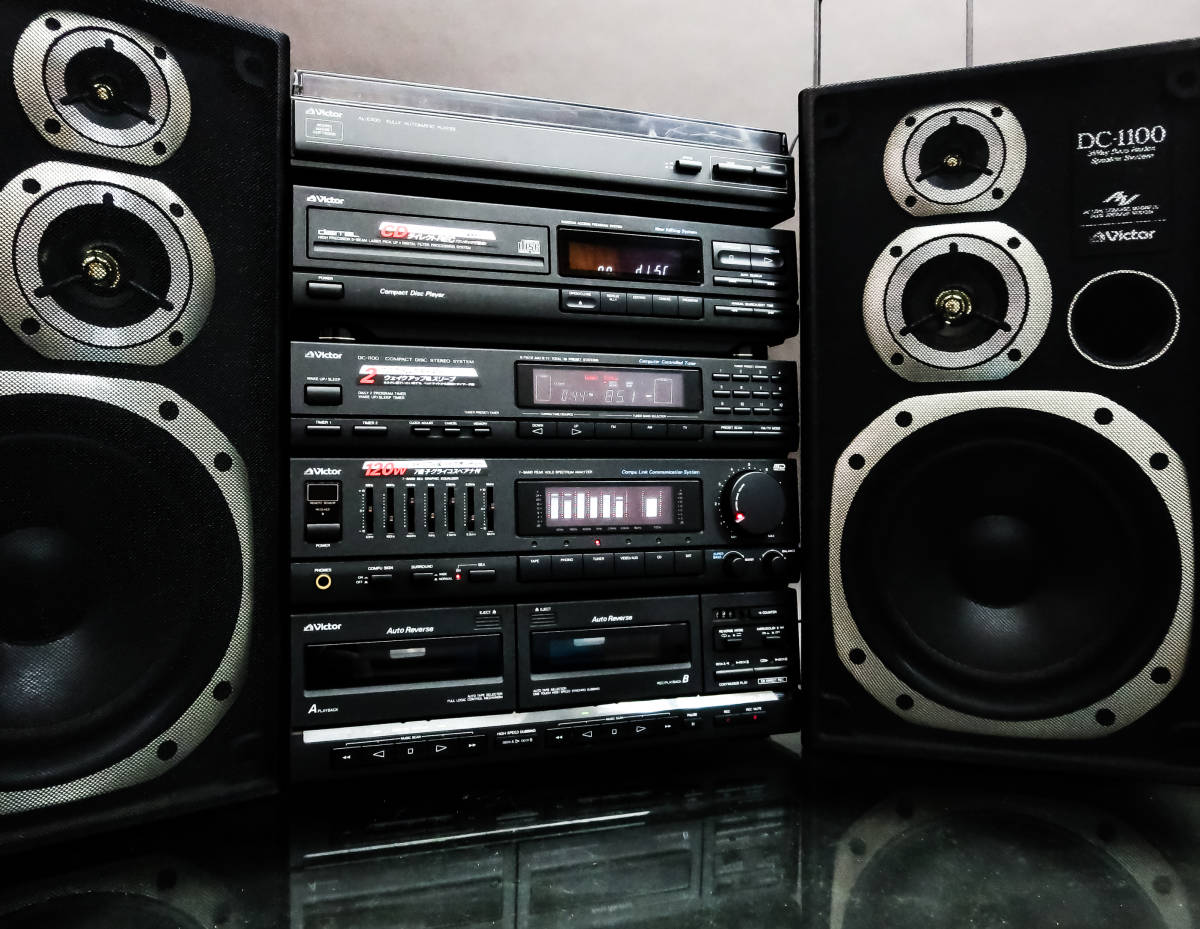 激レア Victor ビクター DC-1100 DR-E 1100 XL-E 1100 SP-E 1100 AL-E 300 システム コンポ CD カセット レコード FM AM バブル時代 ...
