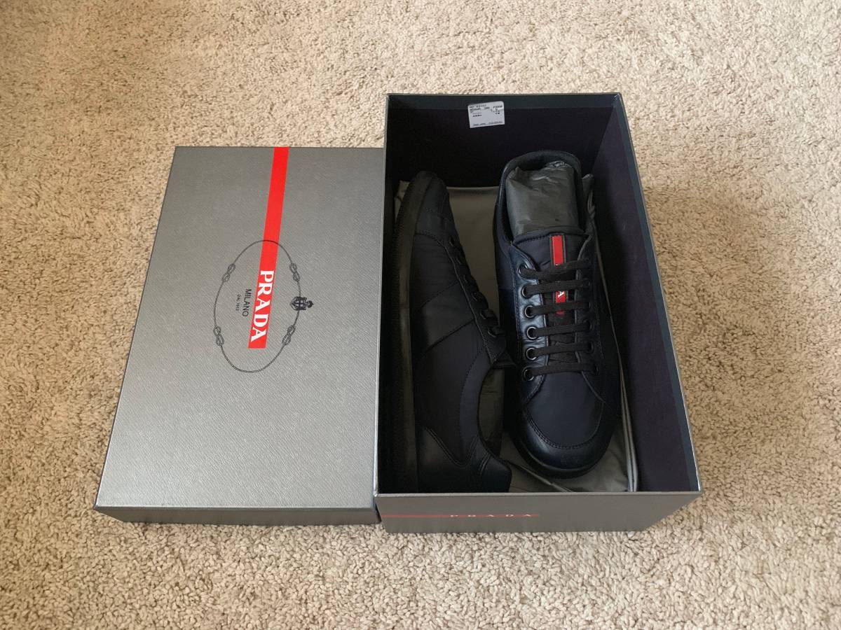 PRADA 靴 サイズ8 26.5 27cm メンズ 男性用 レザー ナイロン スニーカー 箱付き 本物 プラダ おしゃれ シューズ(男性用)｜売買されたオークション情報、yahooの商品情報 ...