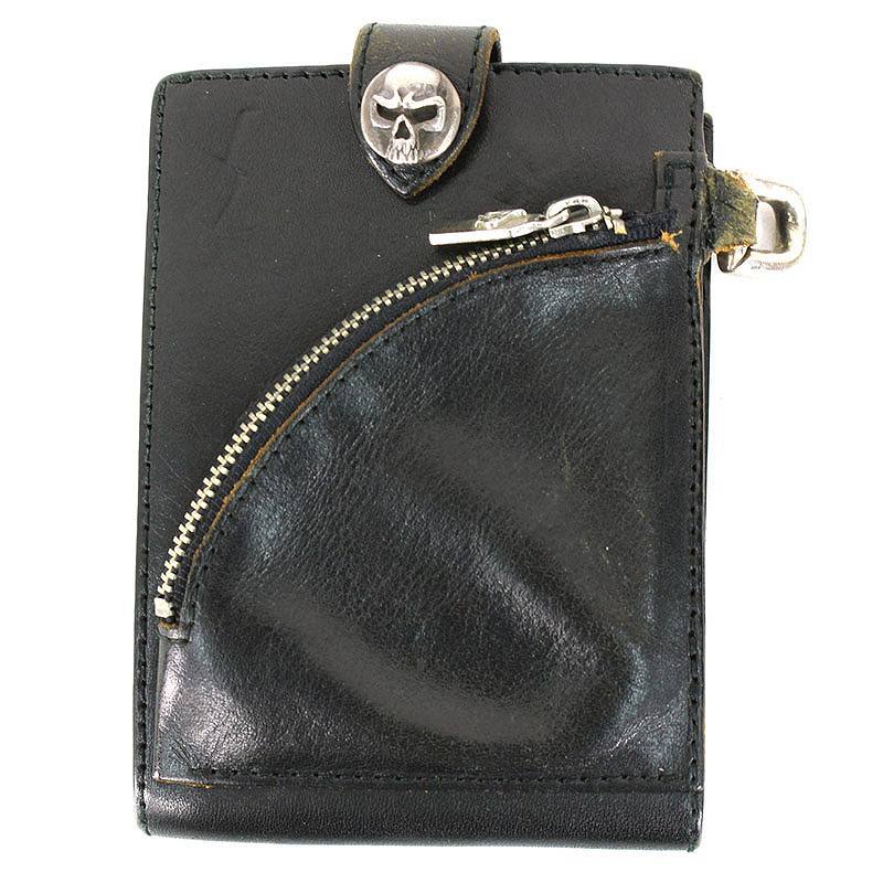 サーティーンデザインズ THIRTEEN DESIGNS スカルボタン二つ折り財布 ブラック×シルバー 222181_3 99(男性用)｜売買 ...