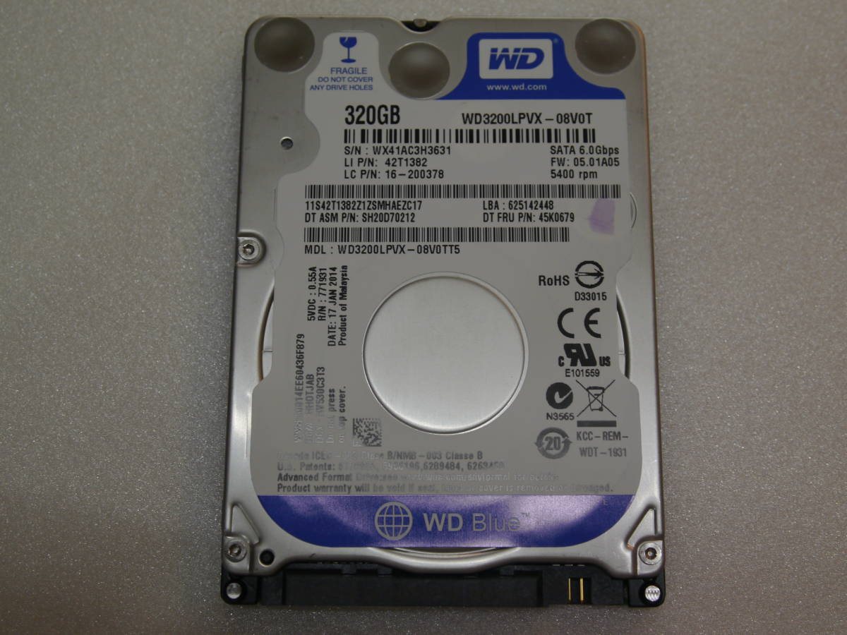 WDC WD3200LPVX-080TT5 3631 320GB sata 2.5 HDD 7mm(300GB～)｜売買されたオークション情報 ...