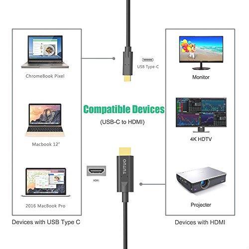 TUTUO USB Type-C to HDMI ケーブル 1.8M 4K 60Hz Thunderbolt3対応 変換コネクター TV ...