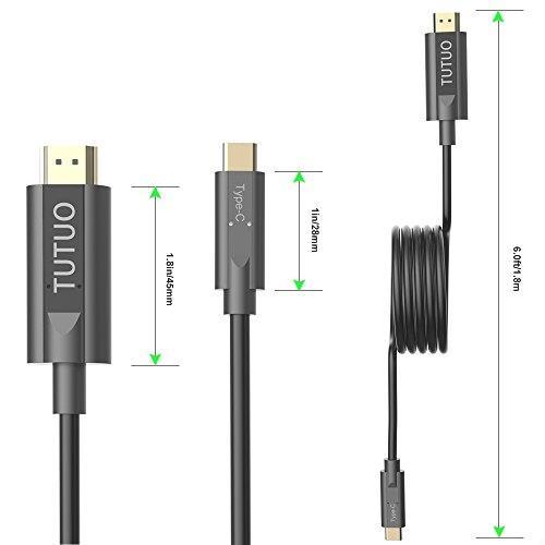 TUTUO USB Type-C to HDMI ケーブル 1.8M 4K 60Hz Thunderbolt3対応 変換コネクター TV ...