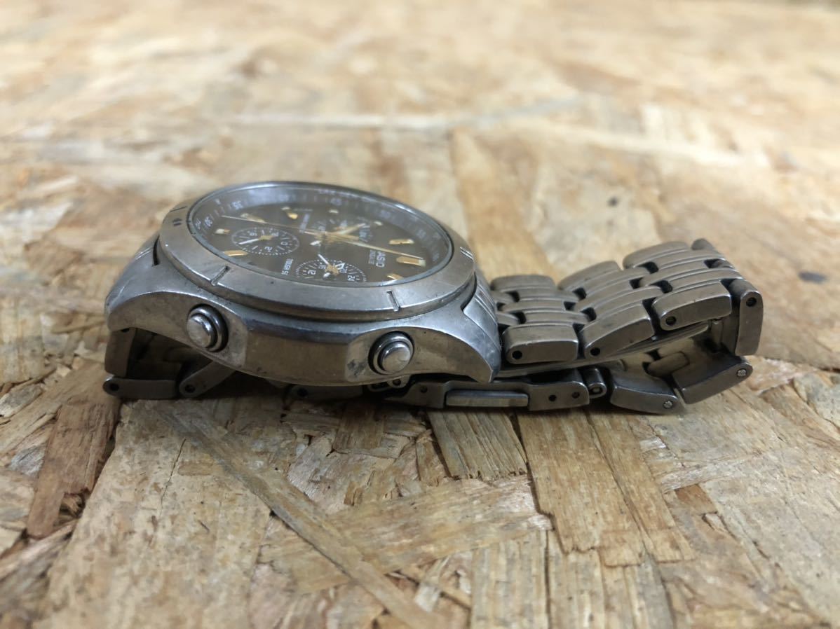 0508-32 CASIO カシオ LINEAGE リニエージ タフソーラー 4349 LIW-600 クロノグラフ 電波ソーラー メンズ 腕 ...