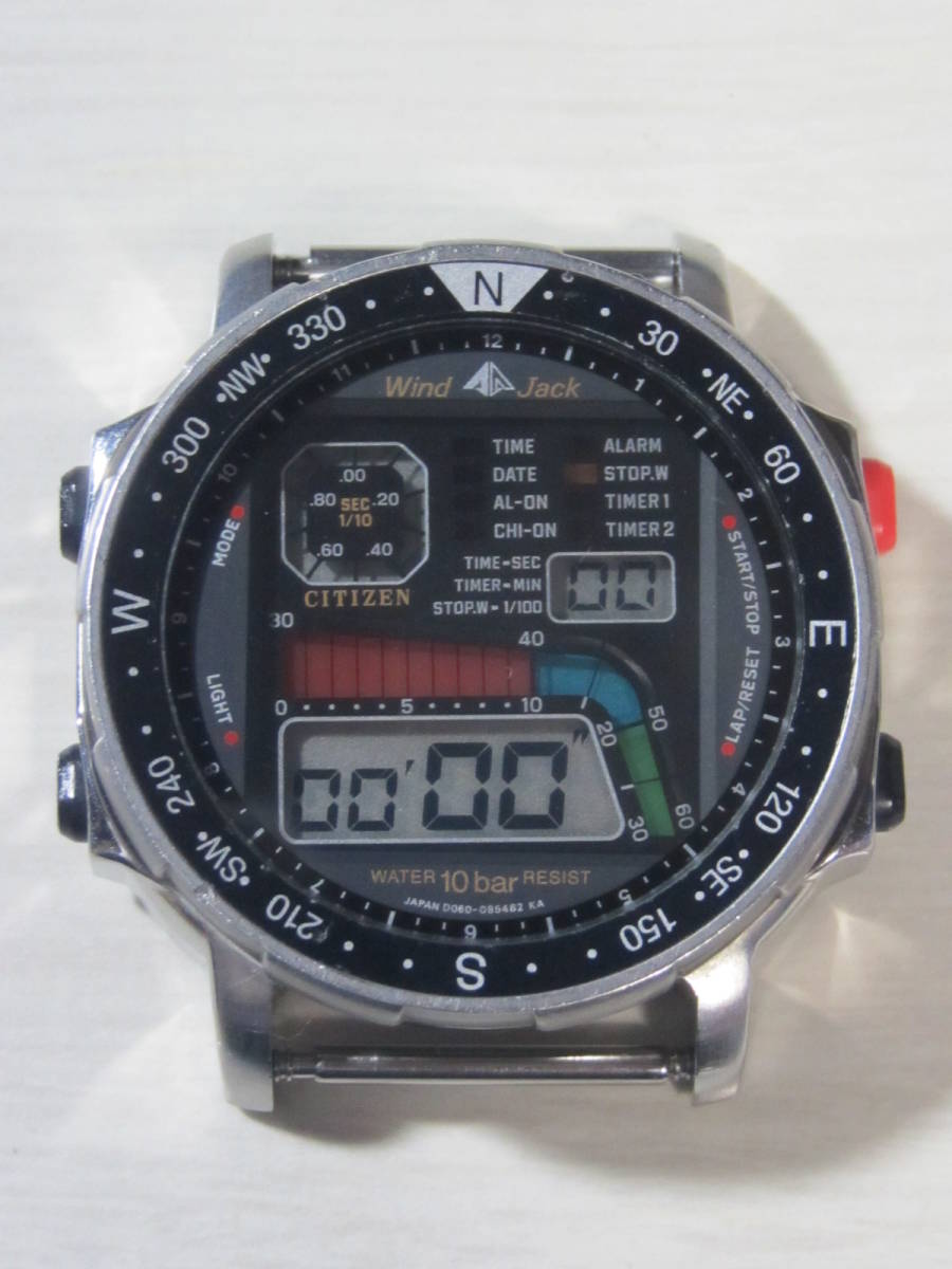 完動品 CITIZEN WIND JACK シチズン ウィンドジャック デジタル 腕時計 D060-086775 TA/昭和レトロ/ダイバーズ ...