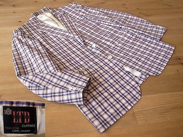 USA製 LTD CLOTHES by CARL HEART 春夏 2釦 コットン マドラス チェック テーラード ジャケット ブレザー ...