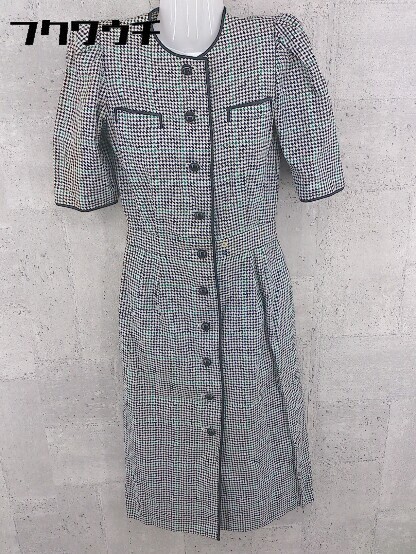 jujin plaxa 十仁プラザ 総柄 半袖 ロング ワンピース サイズ38 ブラック ホワイト グリーン レディース(Mサイズ)｜売買され ...