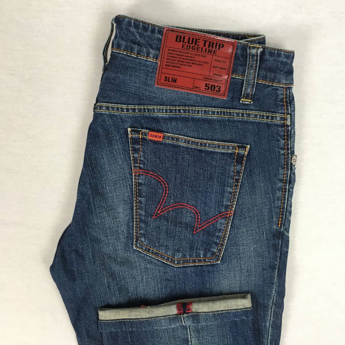 EDWIN エドウィン EG5032 BLUE TRIP EDGELINE スリム W32 ストレッチ デニム パンツ ジーンズ ユーズド加工(W32)｜売買されたオークション情報、yahoo ...
