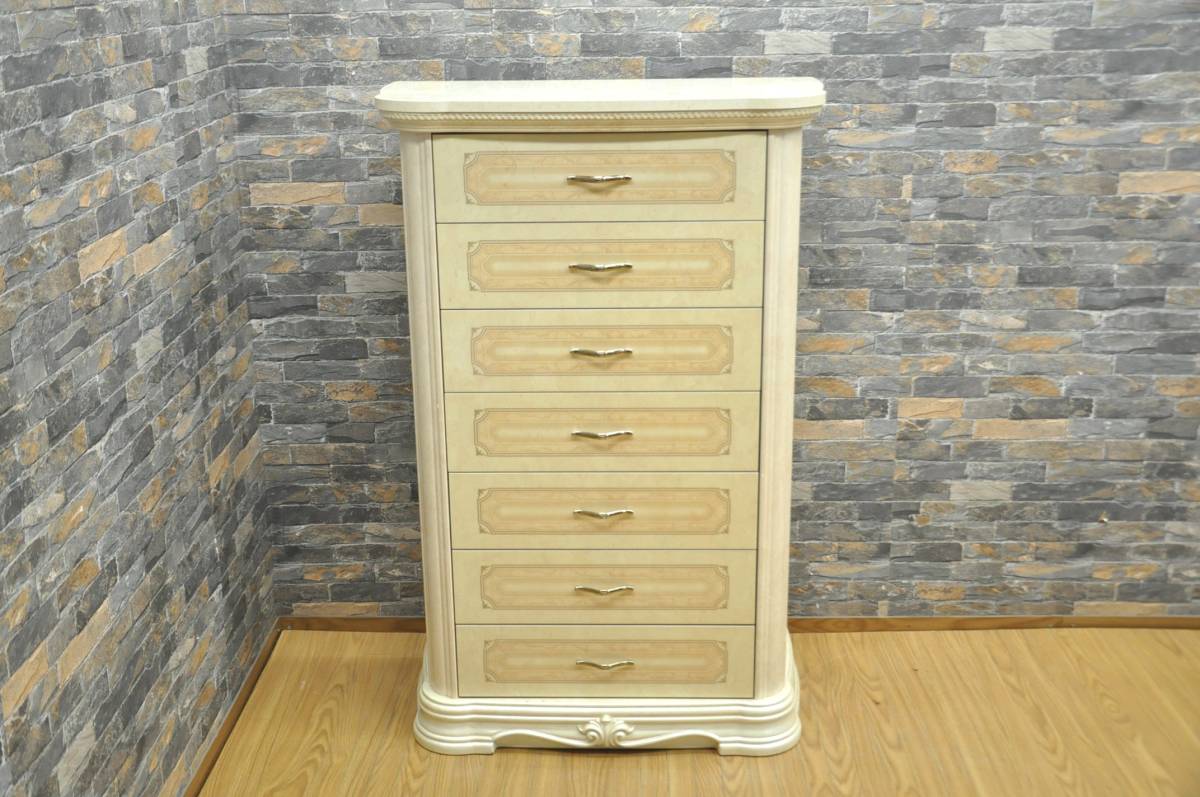 F050-1 ヨーロピアン チェスト W795×D390×H1230 収納 引き出し 洋箪笥 洋タンス ホワイト系 家具 インテリア 可愛い(洋タンス、チェスト)｜売買されたオークション情報 ...