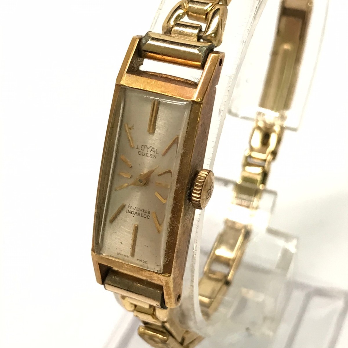 b1240 LOYAL QUEEN ロイヤルクイーン 17JEWELS 17石 18金 750 国旗刻印有 腕時計 アンティーク(アナログ ...