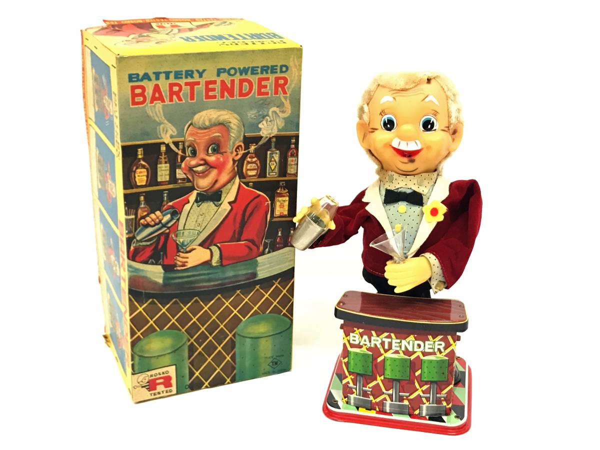 ROSKO TESTED / ROSKO TOYS BATTERY POWERED BARTENDER バーテンダー 電池式 電動 ブリキ ...