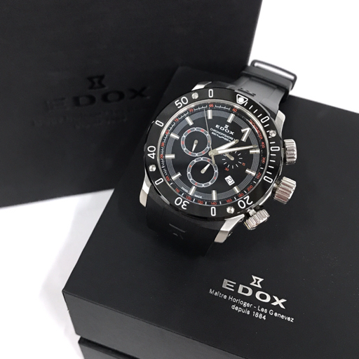 293160 1円 エドックス クロノオフショア1 クォーツ 腕時計 デイト クロノグラフ 黒文字盤 メンズ 稼働 箱付き EDOX(エドックス)｜売買されたオークション情報、yahooの商品 ...
