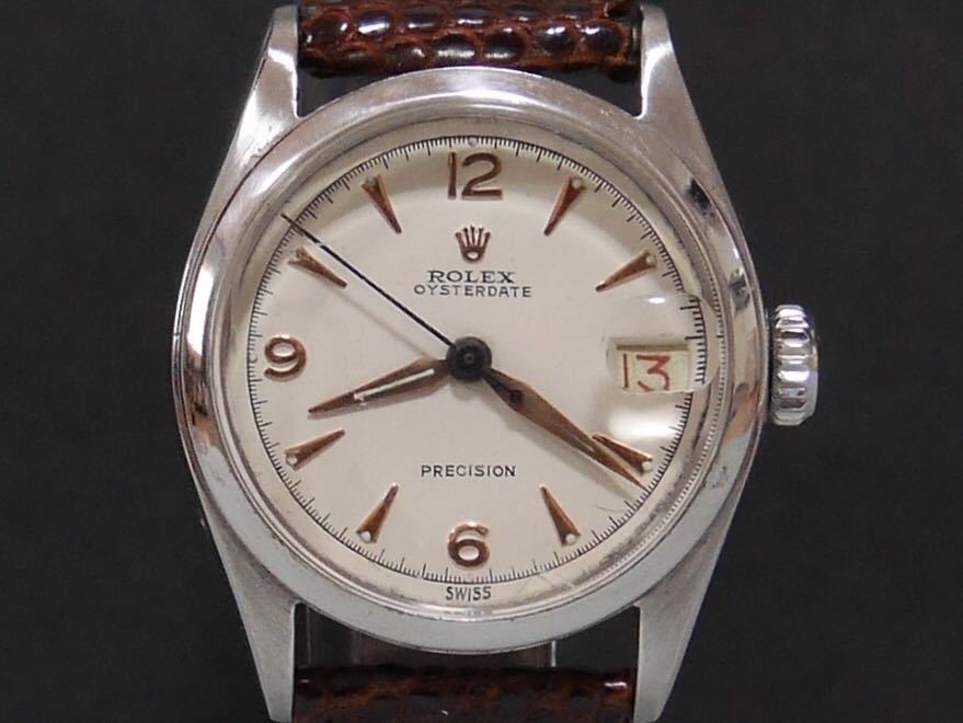稼働品 Rolex 6066 手巻き オイスターデイト プレシジョン レア 白文字盤 ロレックス precision ヴィンテージ 腕時計 ...