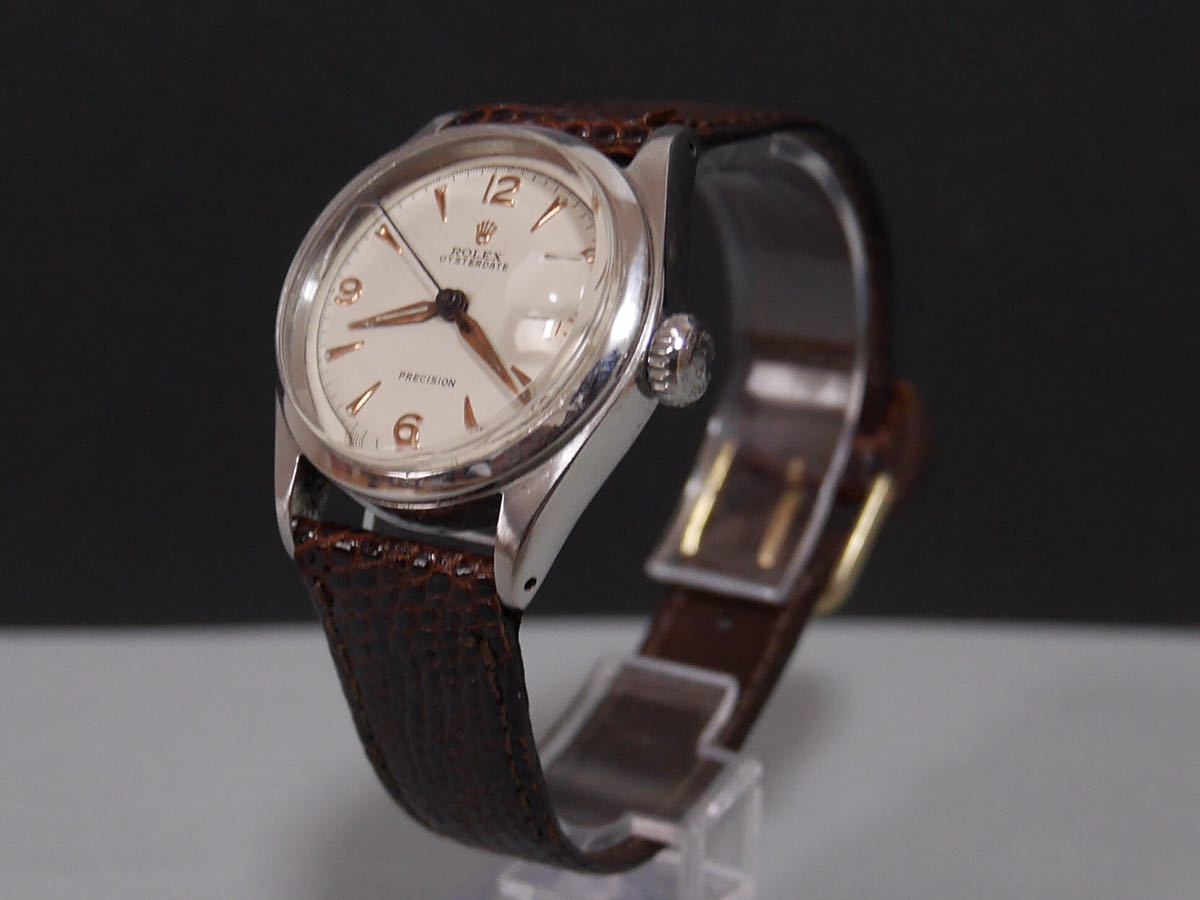 稼働品 Rolex 6066 手巻き オイスターデイト プレシジョン レア 白文字盤 ロレックス precision ヴィンテージ 腕時計 ...