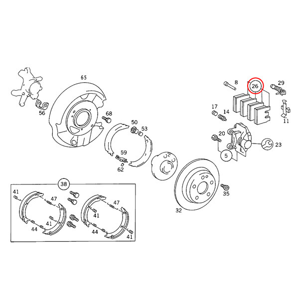 MEYLE ベンツ W124 W210 W202 W201 R129 R170 C208 リア/リヤ 低ダスト ブレーキパッド左右 ...