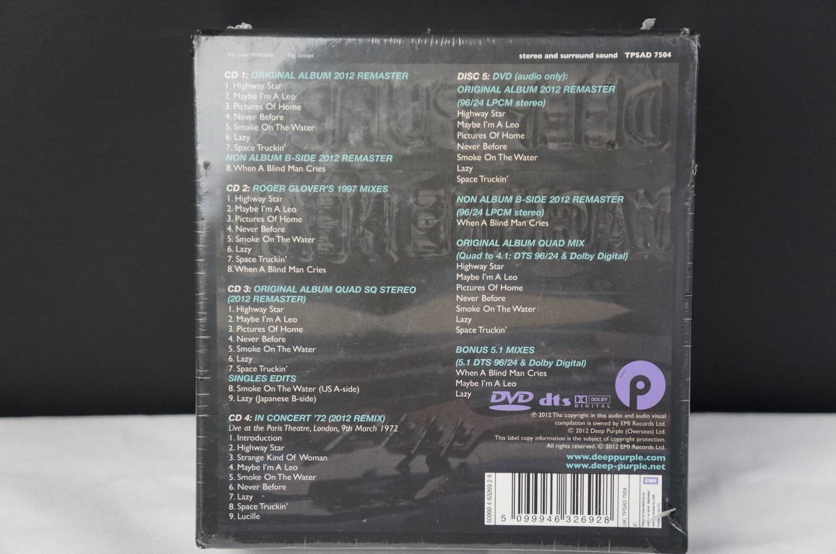 DEEP PURPLE/ディープパープル Machine Head 40周年BOX CD/DVD リマスター版 ブックレット CD4枚+DVD1枚 豪華ボックス仕様 ZS330(Deep ...