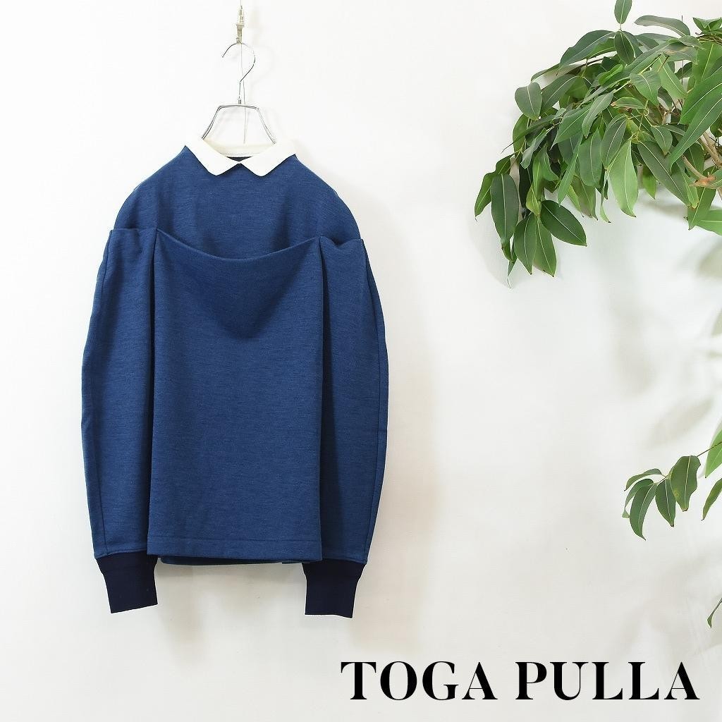 JA0065 TOGA PULLA トーガプルラ 長袖 襟付き カットソー セーター 伸縮 ブルー 36 S レディース 変形(トーガ)｜売買されたオークション情報、yahooの商品情報を ...