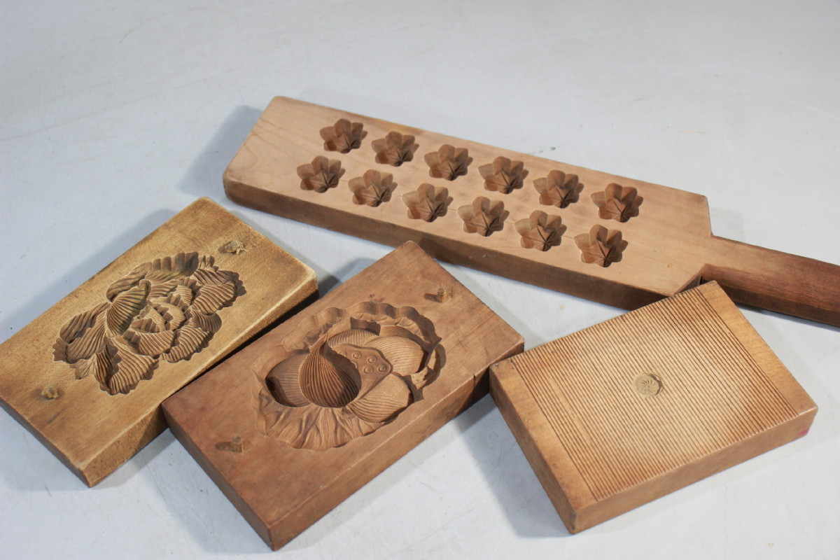 E086 木製菓子型4点/和菓子屋/菓子器/古道具/古雑貨/インテリア/彫刻/45283(雑貨)｜売買されたオークション情報、yahooの商品情報をアーカイブ公開 - オークファン ...