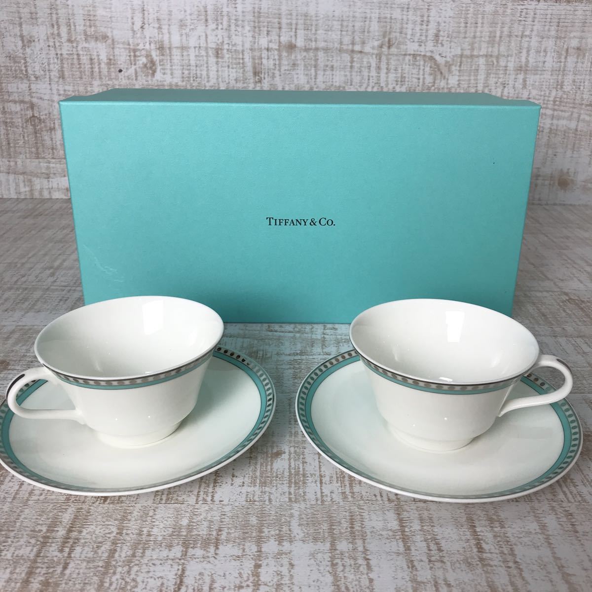 48-188 Y 79-1038973 TIFFANY&Co. ティファニー マグカップ コーヒーカップ 箱付き カップ&ソーサー プラチナ ...