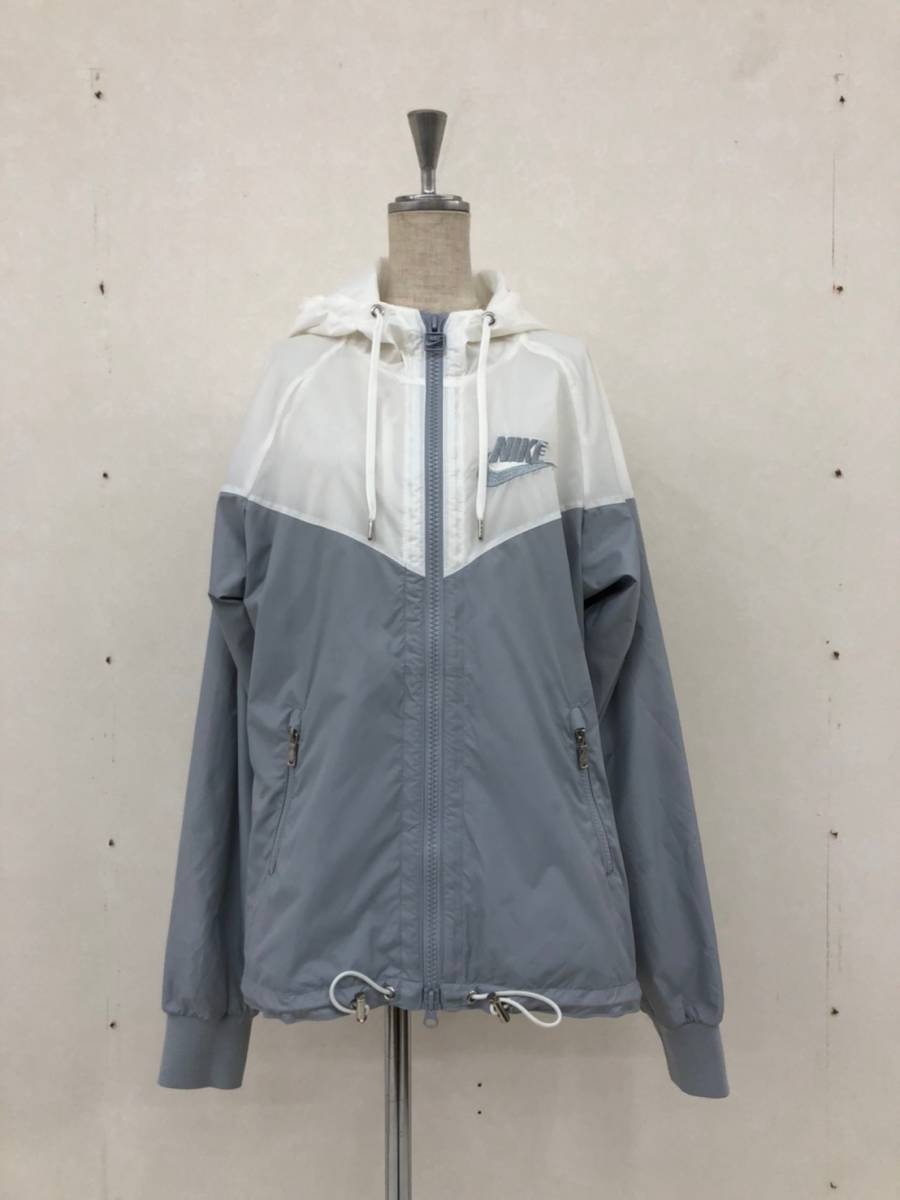 SC678 NIKE ナイキ ナイロンジャケット パーカー 刺繍 裏メッシュ レディース グレー ゆったり(ジャケット、上着)｜売買された ...