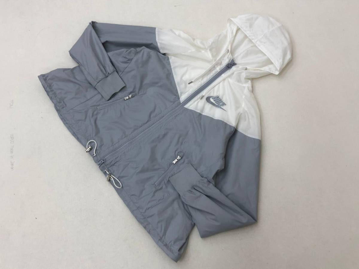 SC678 NIKE ナイキ ナイロンジャケット パーカー 刺繍 裏メッシュ レディース グレー ゆったり(ジャケット、上着)｜売買された ...