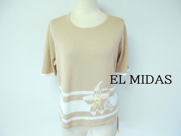 680568 EL MIDAS エルミダ ベージュ×白柄 半袖 セーター 13 タグ付 クリックポスト可(Lサイズ)｜売買されたオークション情報、yahooの商品情報をアーカイブ公開 ...