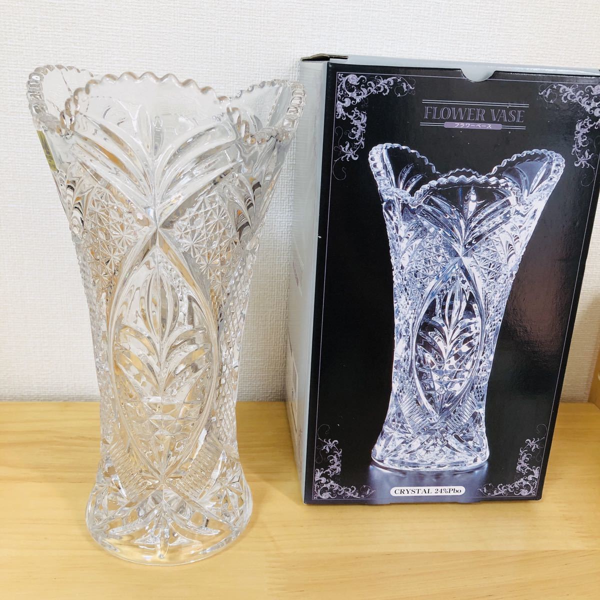 ADERIA CRYSTAL JAPAN アデリア 花瓶 フラワーベース 花器 クリスタル 24% PbO カットガラス 高さ25cm(花瓶 ...