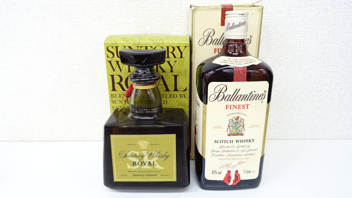 船橋09019CL 未開栓 ウイスキー 2本 まとめ売り SUNTORY WHISK ROYAL 720ml バランタイン FINEST 1L ...