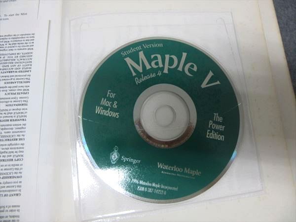 PC14-052 Springer Verlag Maple V Student Version: Maple V Release 4 1997 CD1枚付 Maple Waterloo ...