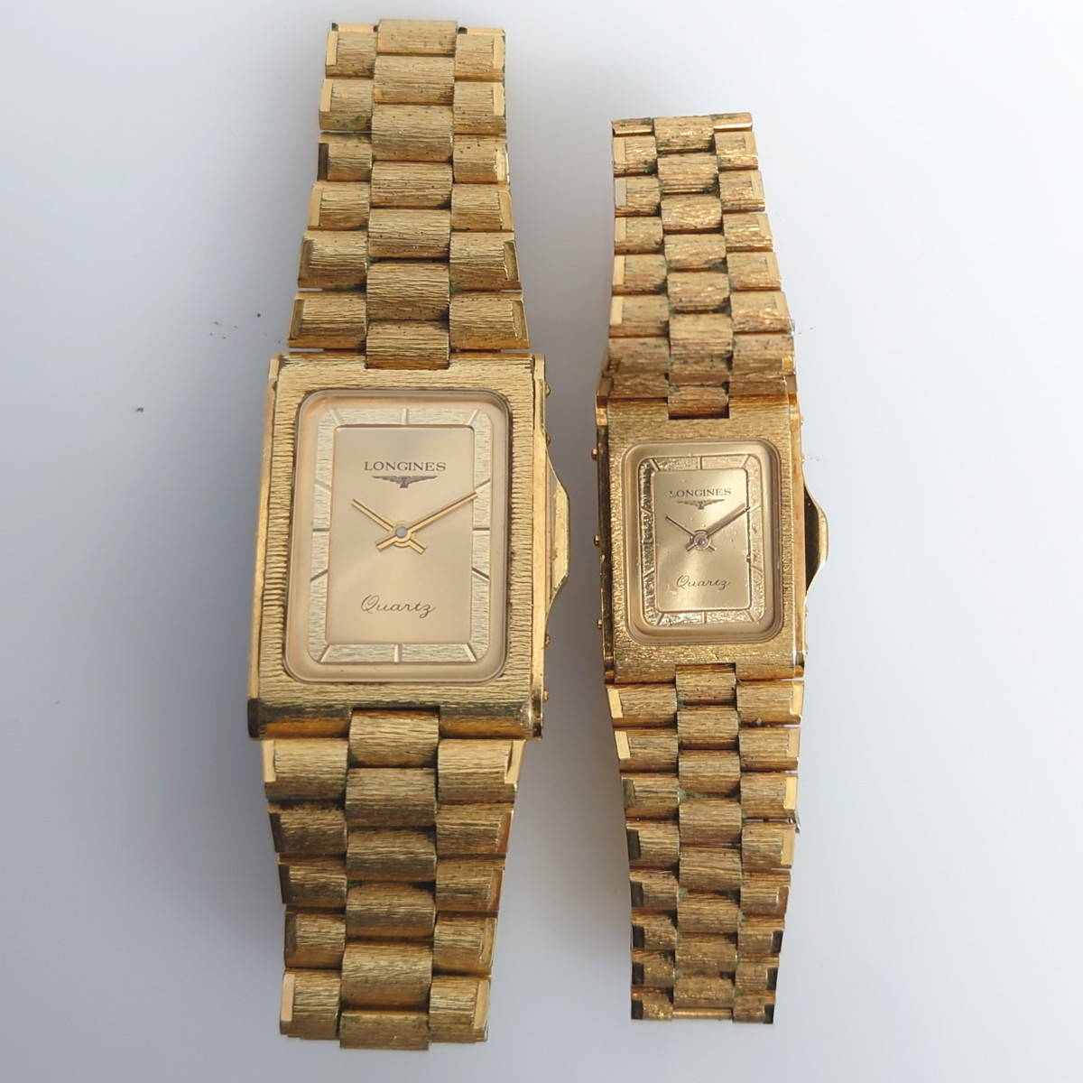 1円 LONGINES ロンジン Quartz クオーツ MZ5703-0978 MZ5704-0961 ゴールド文字盤 ペア メンズ ...