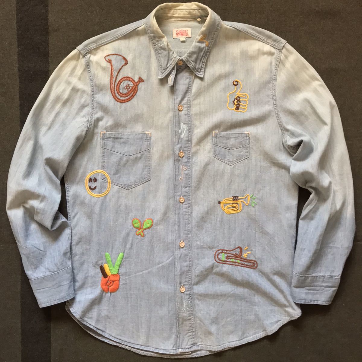 LVC リーバイス 1920s TWO POCKET SUNSET SHIRT 刺繍 シャンブレーシャツ / LVC rrl 501xx 506xx キャピタル レミレリーフ ビンテージ(長袖 ...