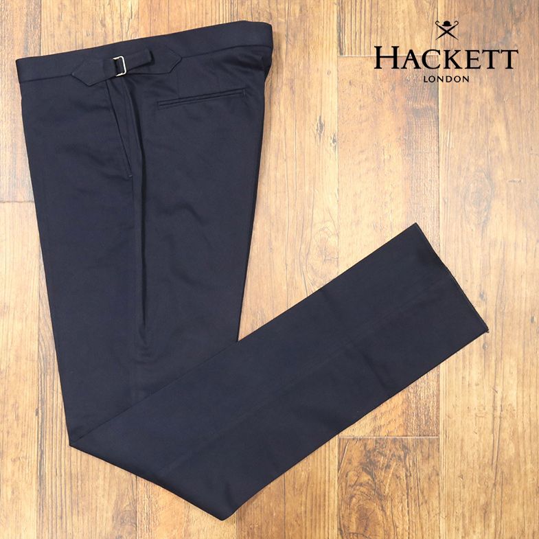 1円/秋冬/HACKETT LONDON/38インチ/スラックス パンツ HM211500 しっとり伸縮 綿ツイル 無地 ノータック キレカジ /紺/ネイビー/df899/(XLサイズ以上 ...