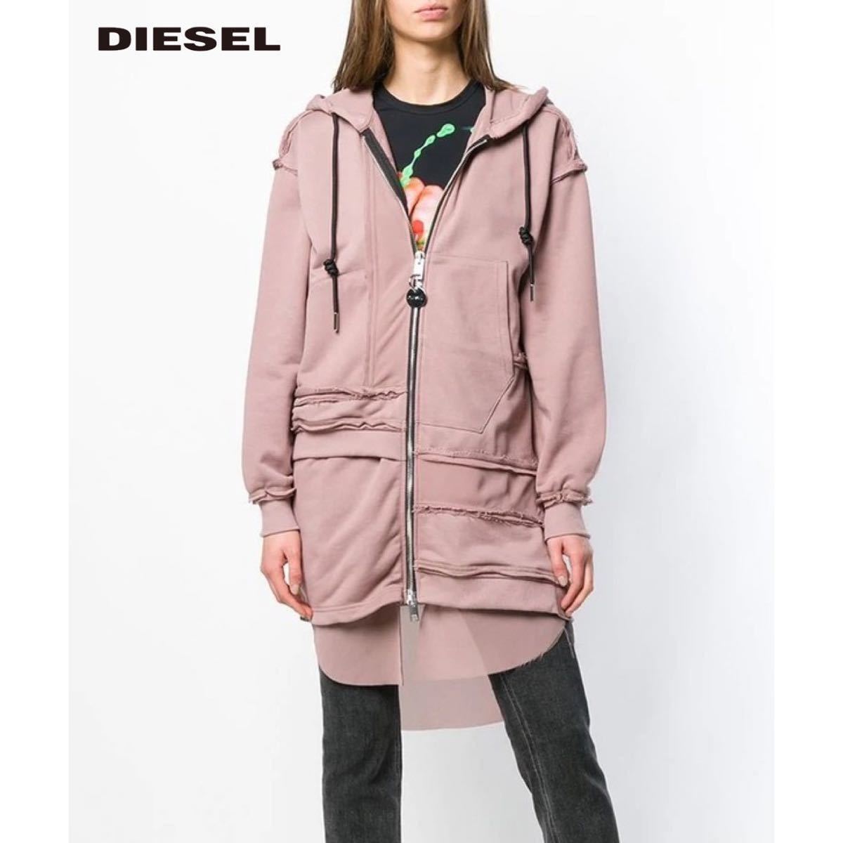 タグ付き 定価63 800円 29dd DIESEL ディーゼル レディース スウェット パーカー レイヤード アシンメトリー ジップアップ ...