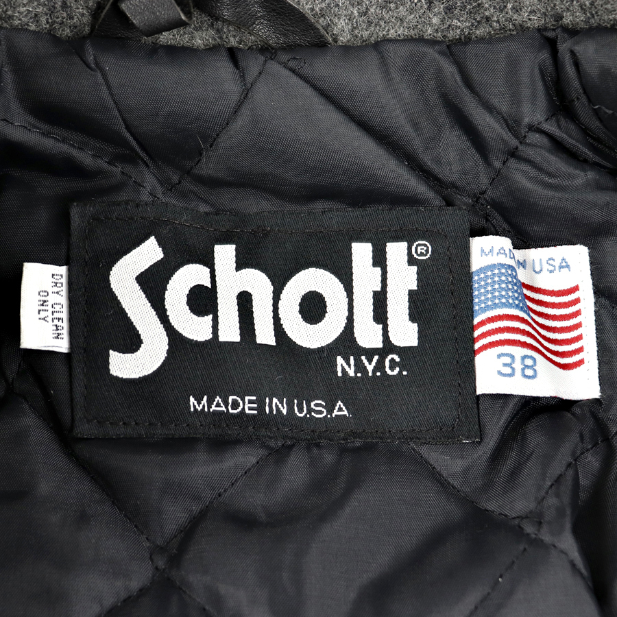 相場価格￥32 900- USA アメリカ製 SCHOTT ショット #736A 肉厚 メルトンウール シングル Pコート グレー 38 JP ...