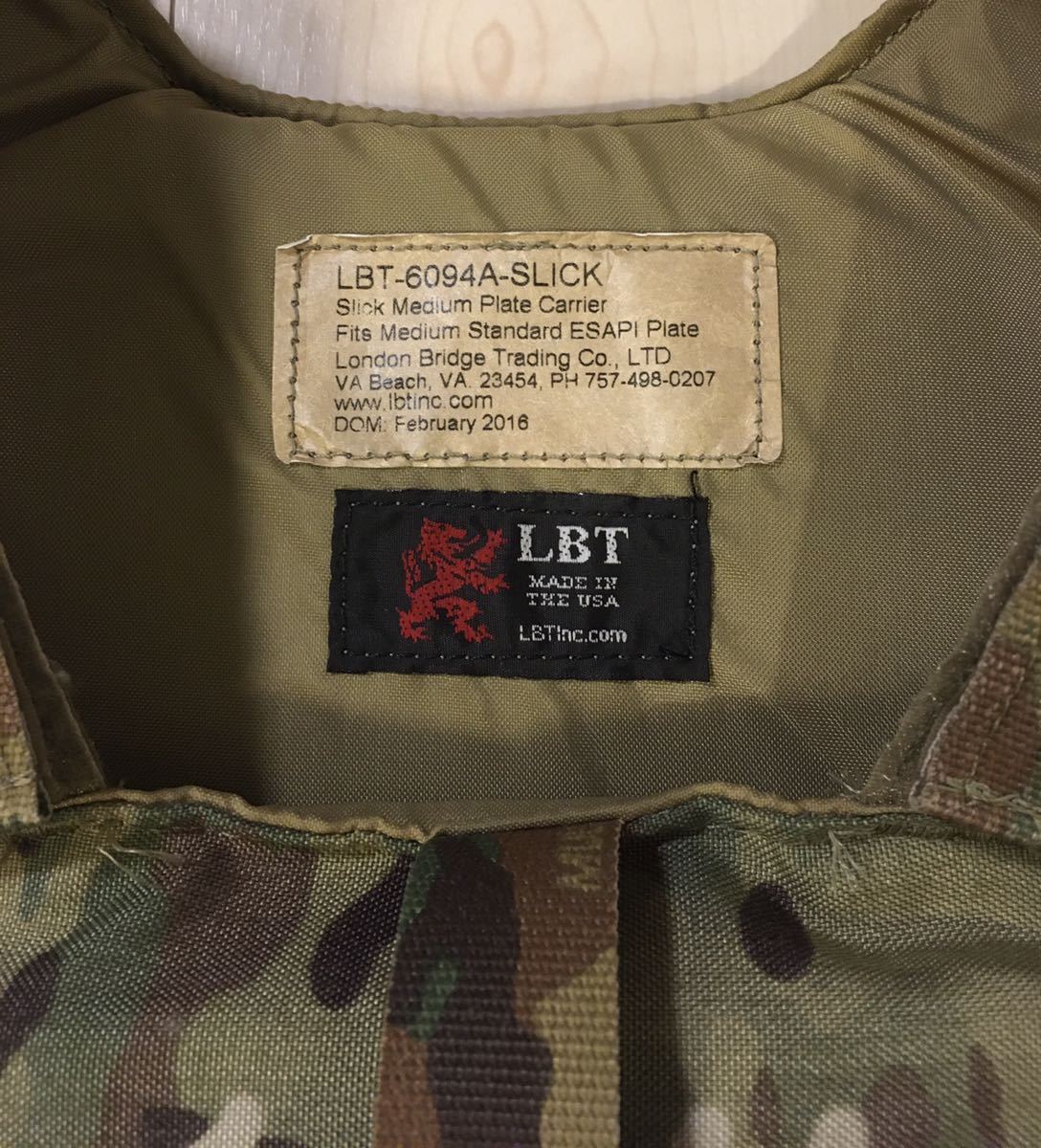LBT 実物 LBT-6094A-SLICK スリック プレートキャリア MC マルチカム CRYE EAGLE FERRO SPIRITUS ...