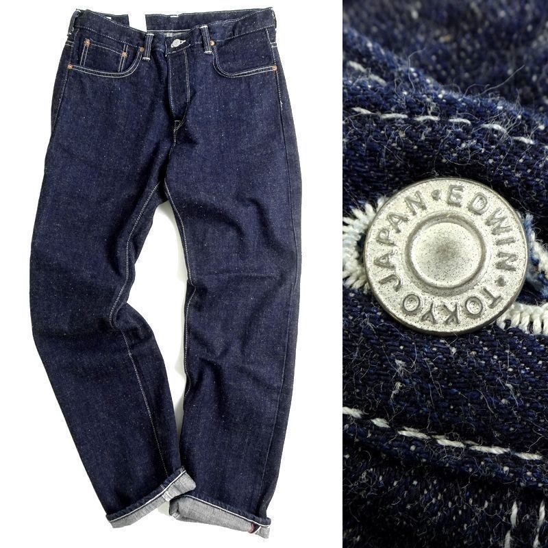 EDWIN エドウイン 定価1.9万 日本製 ルーズストレート ステッチデザイン デニムパンツ ジーンズ ED04M 193 W32-L32 ...
