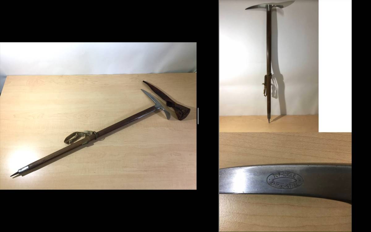 レア ピッケル TOP-ICICLE SPECIAL-STEEL ビンテージ 登山道具 ice axe Piolet Pickel 全長 ...