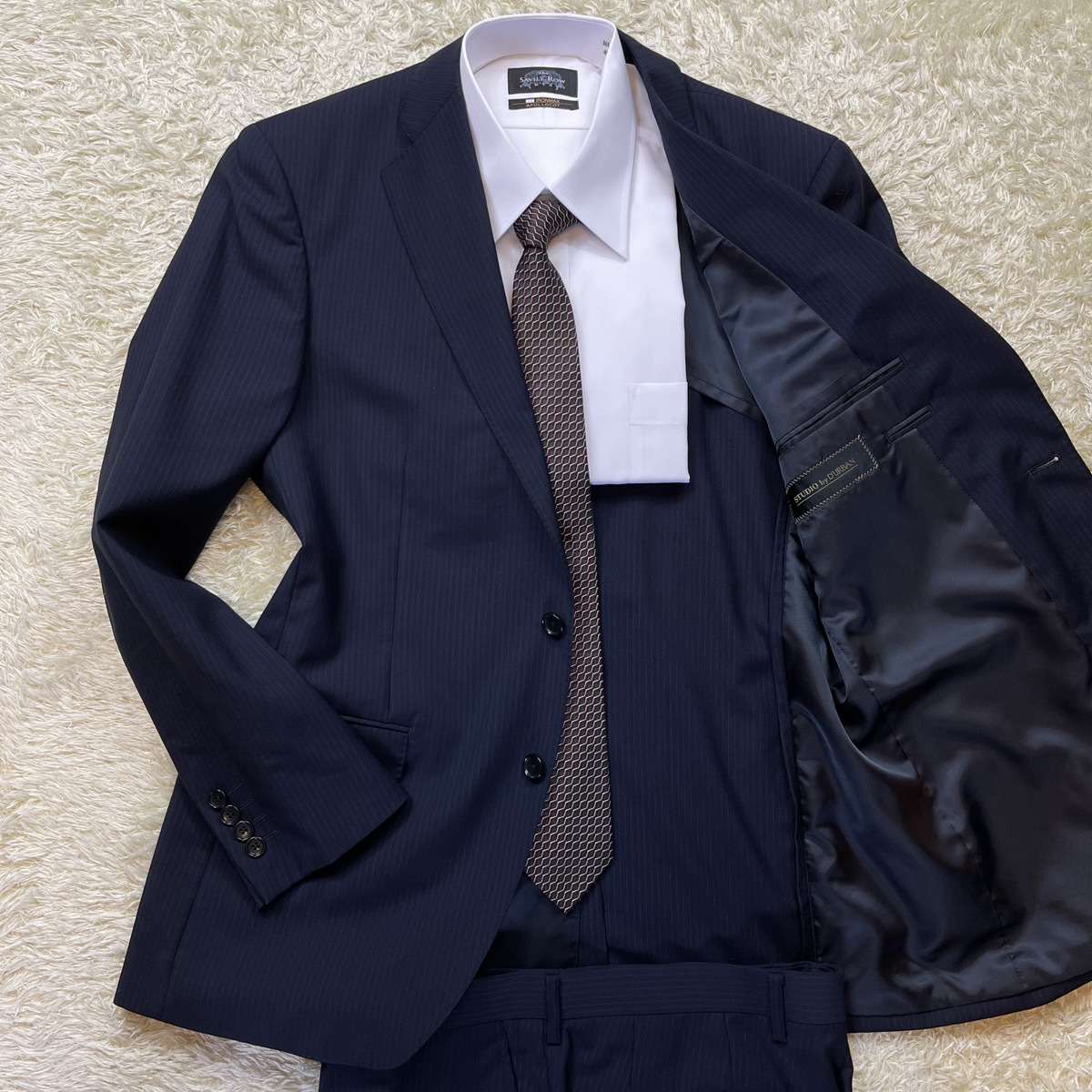 極 ダーバン レダ 大人の品格 REDA Super110's スーツ セットアップ L XL位 AB7 ネイビー 濃紺 ウール100％ STUDIO by D'URBAN(XLサイズ以上 ...