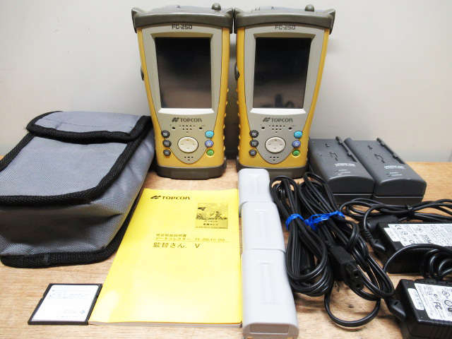 TOPCON トプコン データコレクタ 測量 FC-250 2台 監督さんV Pocket-3D バッテリー×3 充電器×2 監督さんV取扱 ...