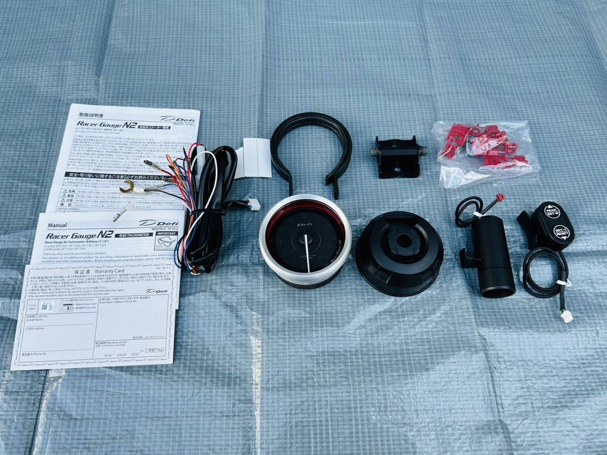 Defi デフィ Racer Gauge N2 レーサーゲージN2 レッド タコメーター/Max9000RPM Φ80 DF17203(追加 ...